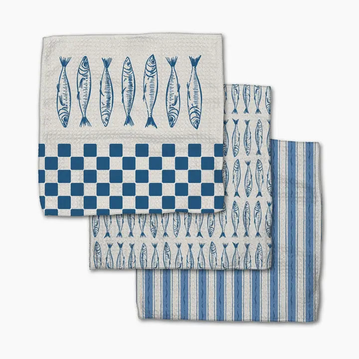Geometry Dishcloth Set Sardine Check Blue – Broadway in Stanley