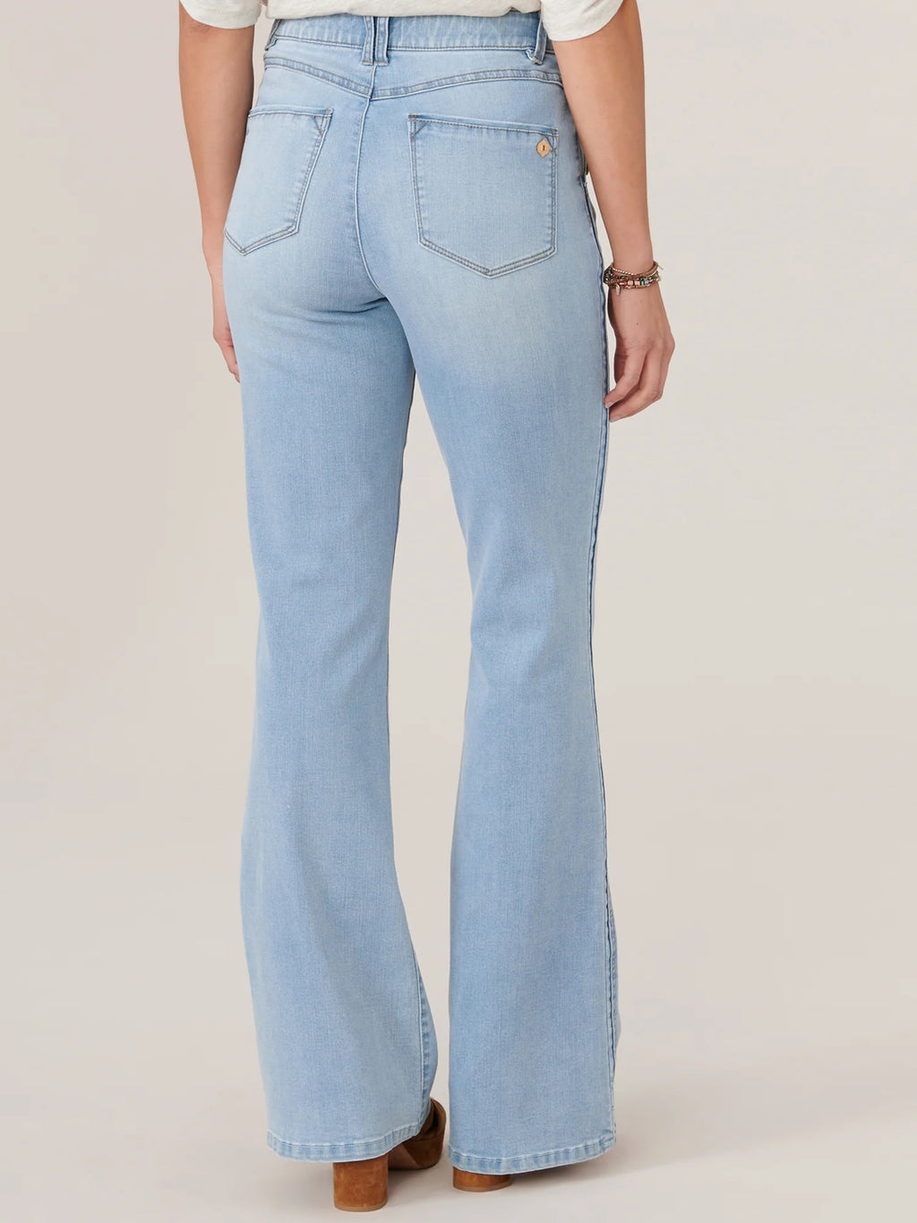 Skyrise Button Hip Long Flare Jean Powder Blue Artisanal – Broadway in ...